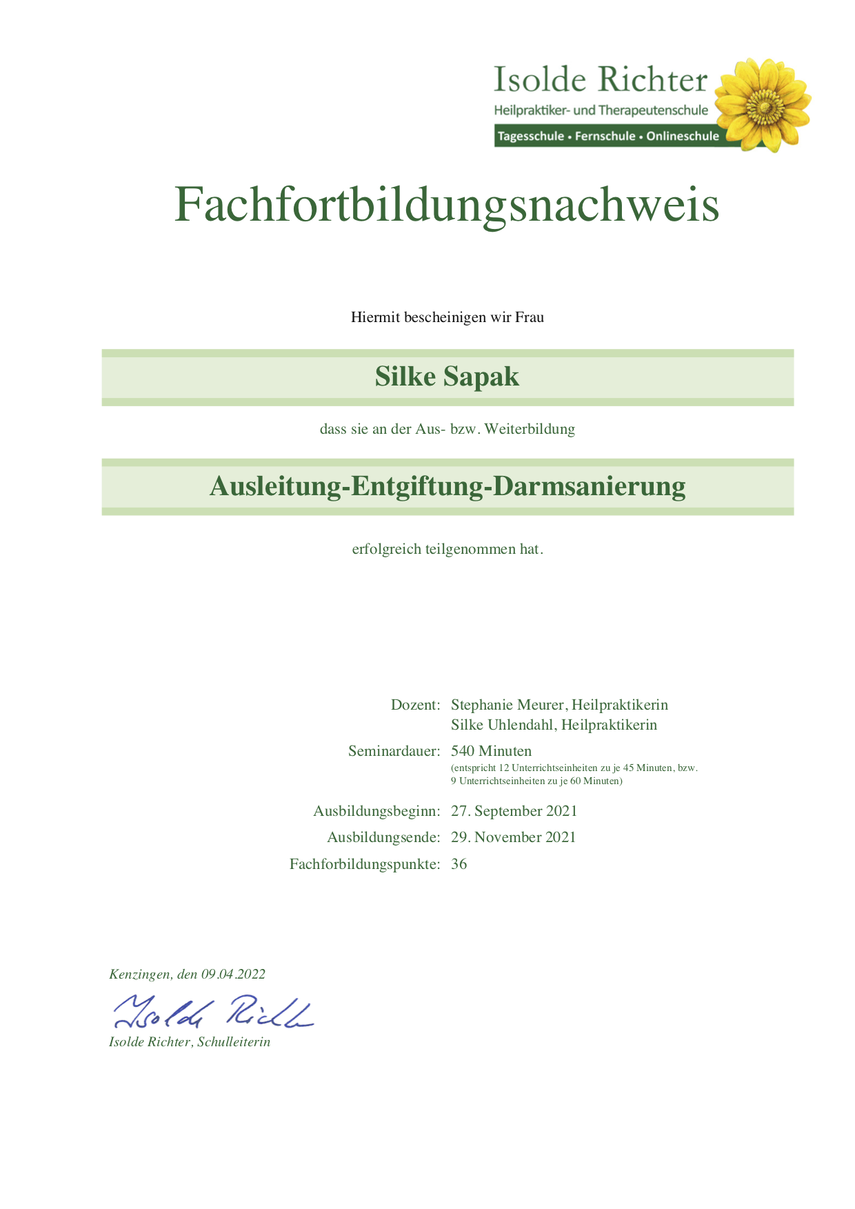 Über mich | Silke Sapak - Ernährungsberatung | Marktredwitz